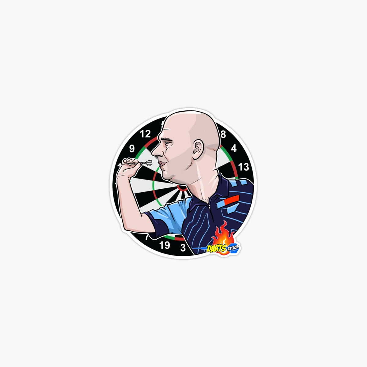 Onim Caricatura Rob Cross By Darts Attack Sticker, Phone Decal Water ...