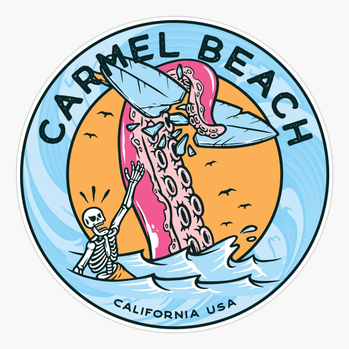 Onim Carmel Beach Tentacle Surfboard Sticker, Phone Decal Water Bottle ...