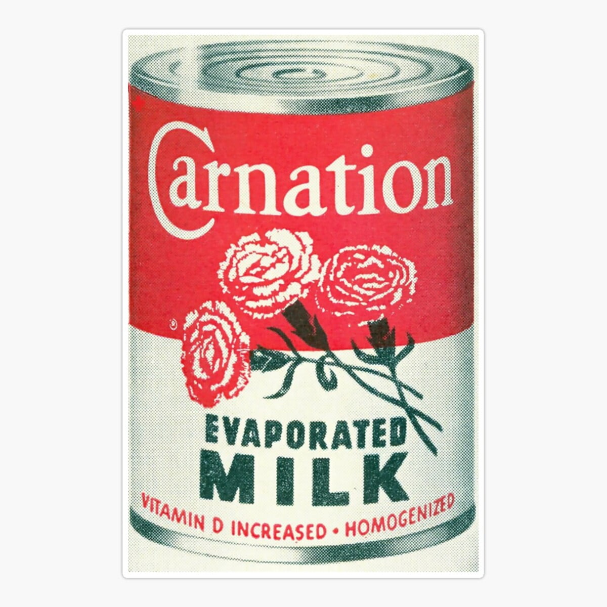 Onim Carnation Evaporated Milk Half-Toned Vintage Print Sticker, Phone Decal Water Bottle ...