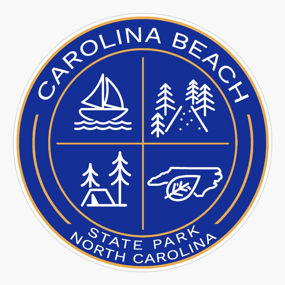 Onim Carolina Beach State Park Heraldic Logo Sticker, Phone Decal Water ...
