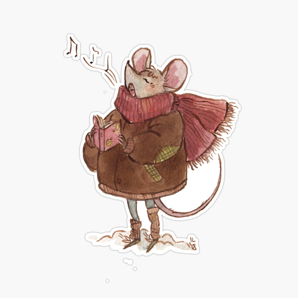 Onim Caroling Mouse Sticker, Phone Decal Water Bottle Stickers Car ...