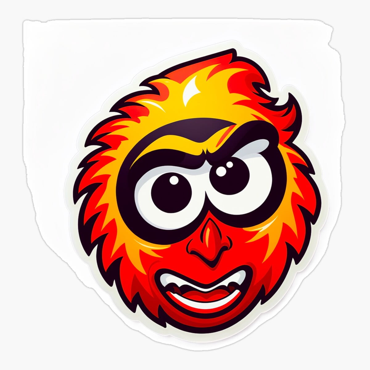 Onim Cartoon Angry Face Illustration Sticker, Phone Decal Water Bottle ...