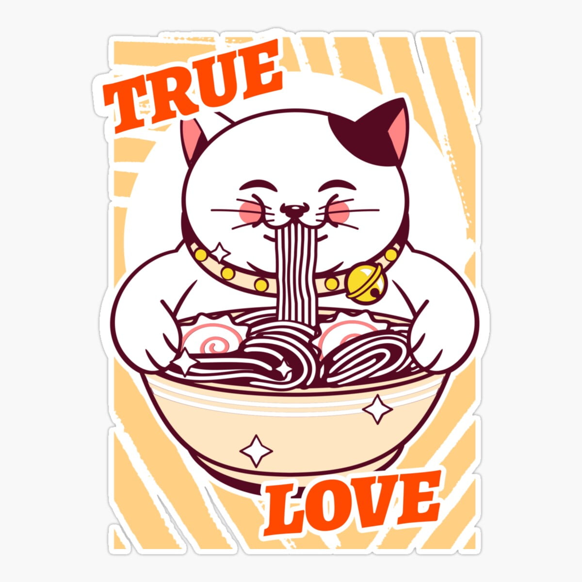 Onim Cat Japanese Ramen Noodle Soup Anime Art Sticker, Phone Decal ...