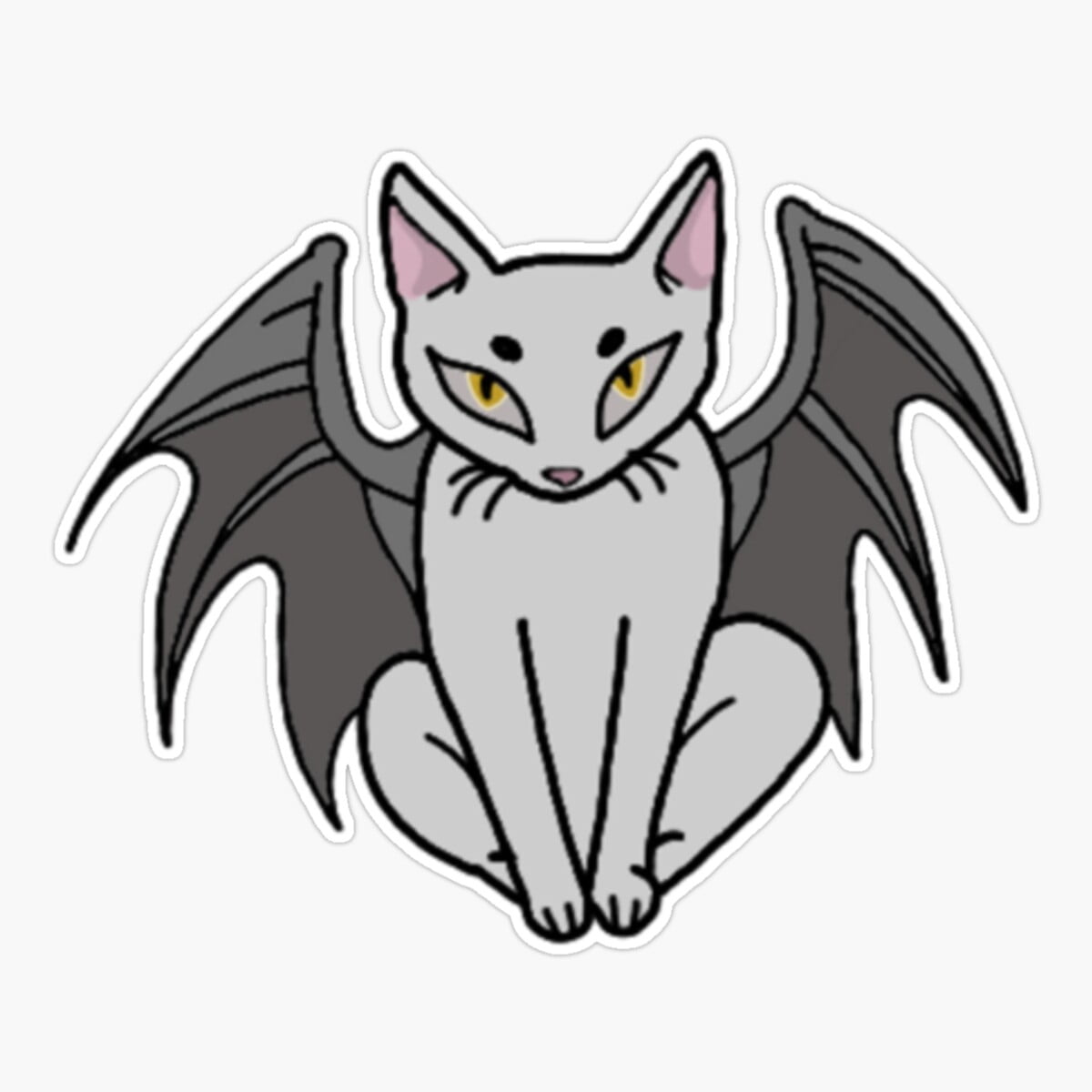 Onim Cat With Bat Wings Sticker Sticker, Phone Decal Water Bottle ...