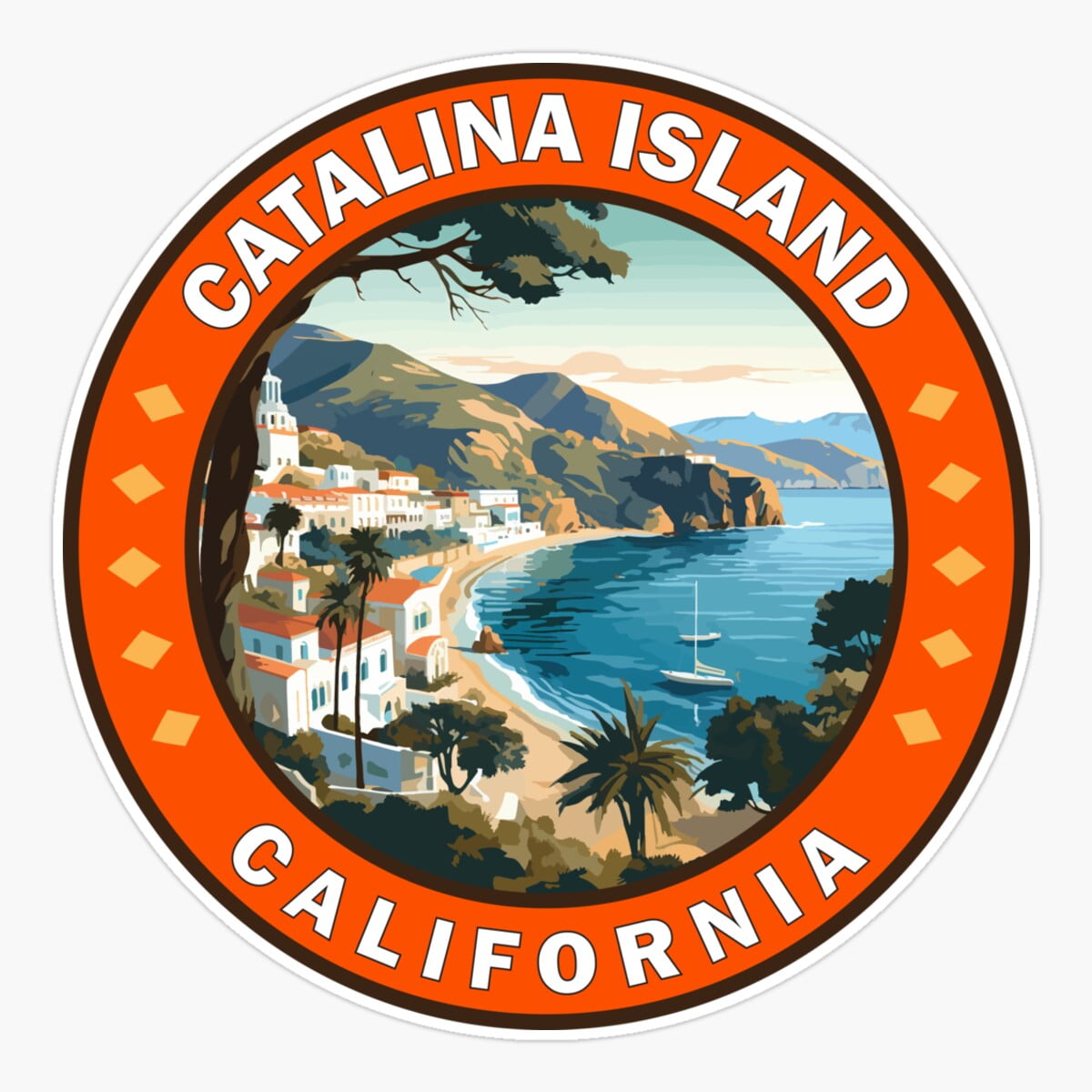 Onim Catalina Island California Travel Art Badge Sticker, Phone Decal ...