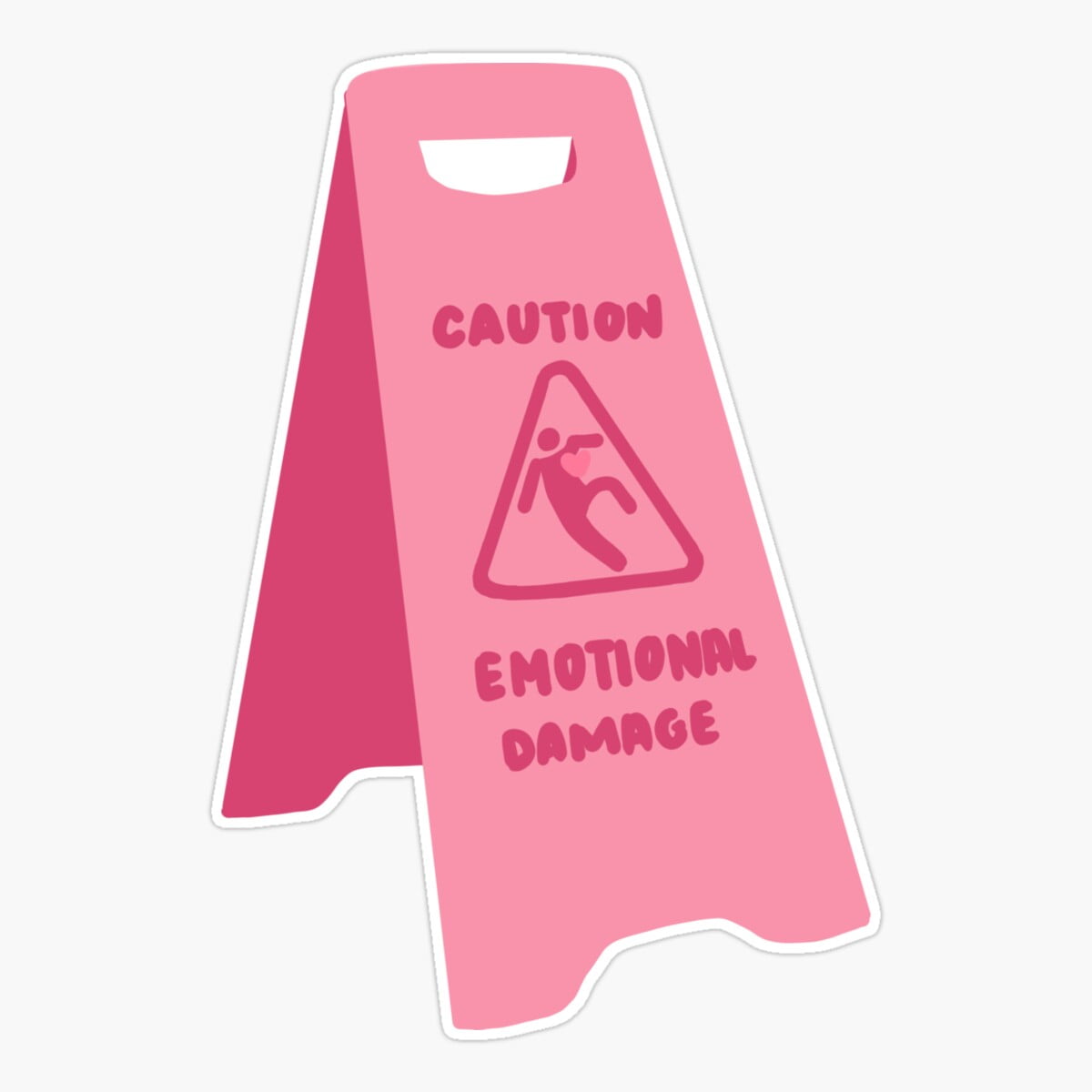 Onim Caution Emotional Damage (Pink/Red) Sticker, Phone Decal Water ...
