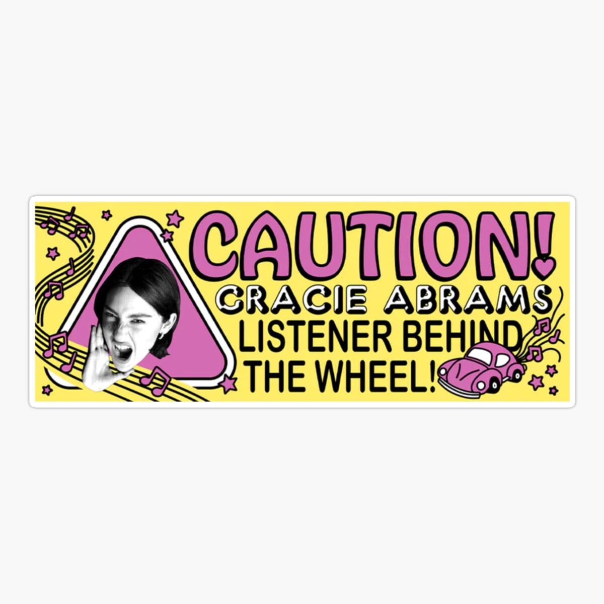 Onim Caution! Gracie Abrams Listener Behind The Wheel! Sticker, Phone ...