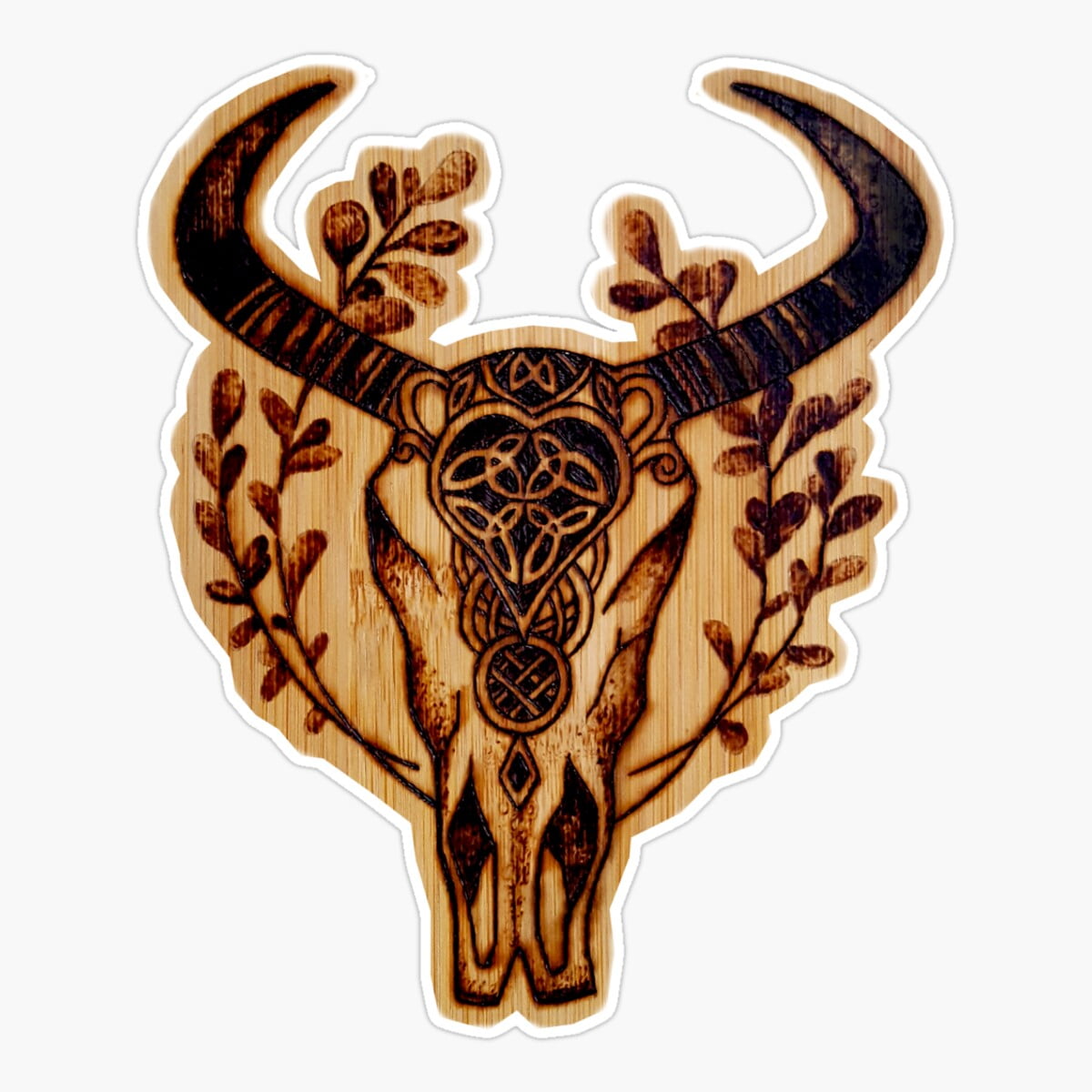 Onim Celtic Knotwork Bull Skull Sticker, Phone Decal Water Bottle ...