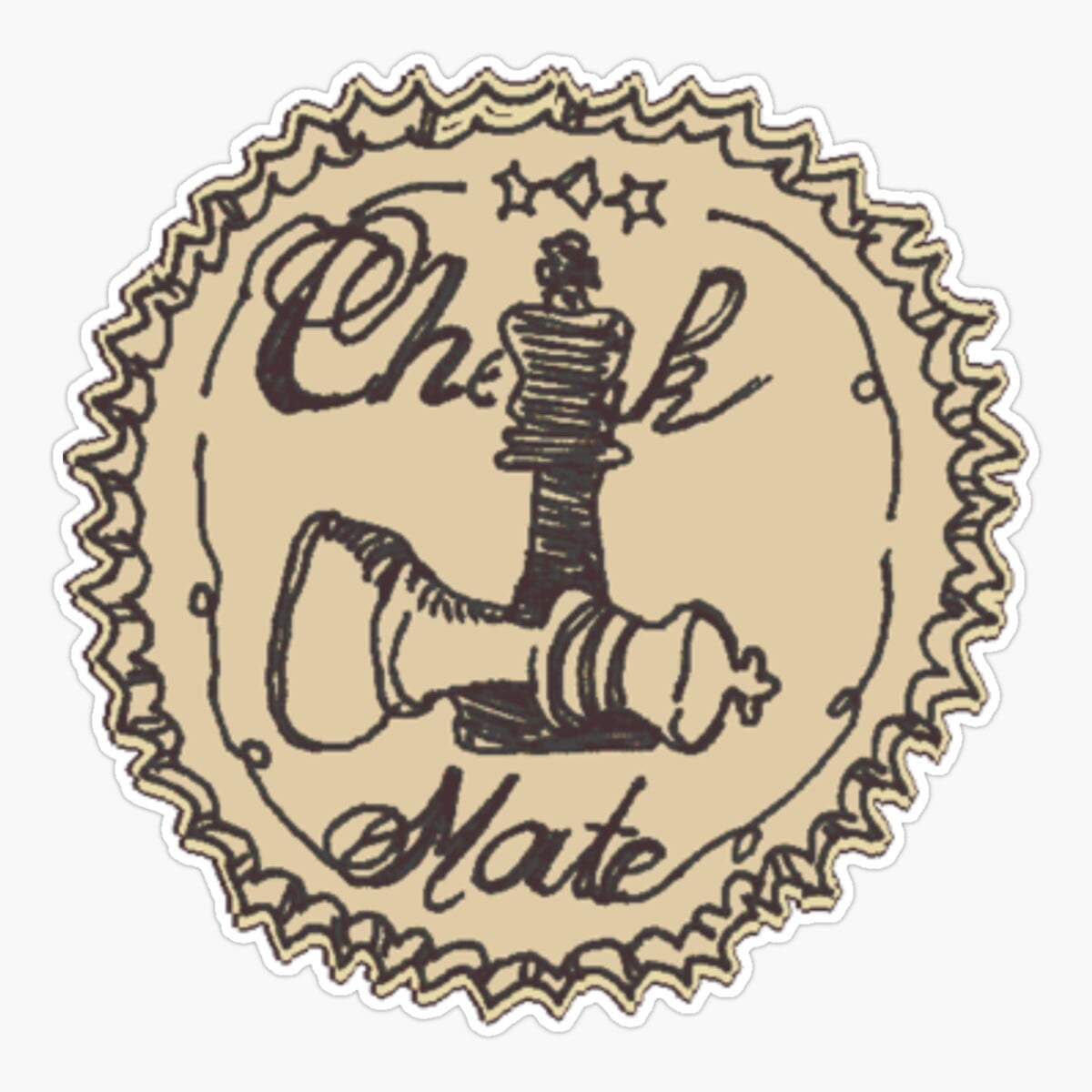 Onim Checkmate! (Sepia) Sticker, Phone Decal Water Bottle Stickers Car ...