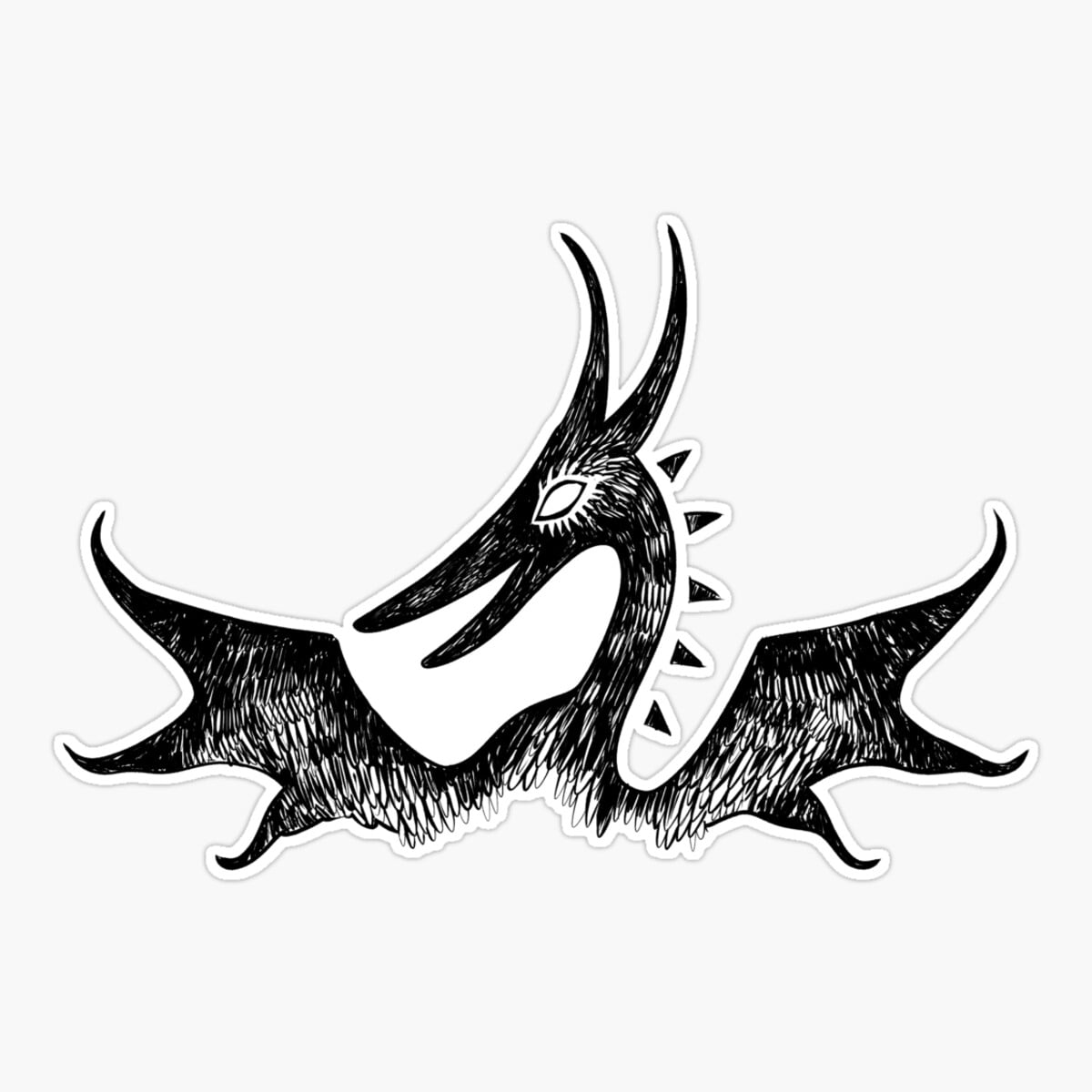 Onim Cheerful Inked Dragon Silhouette, Black Sticker, Phone Decal Water ...