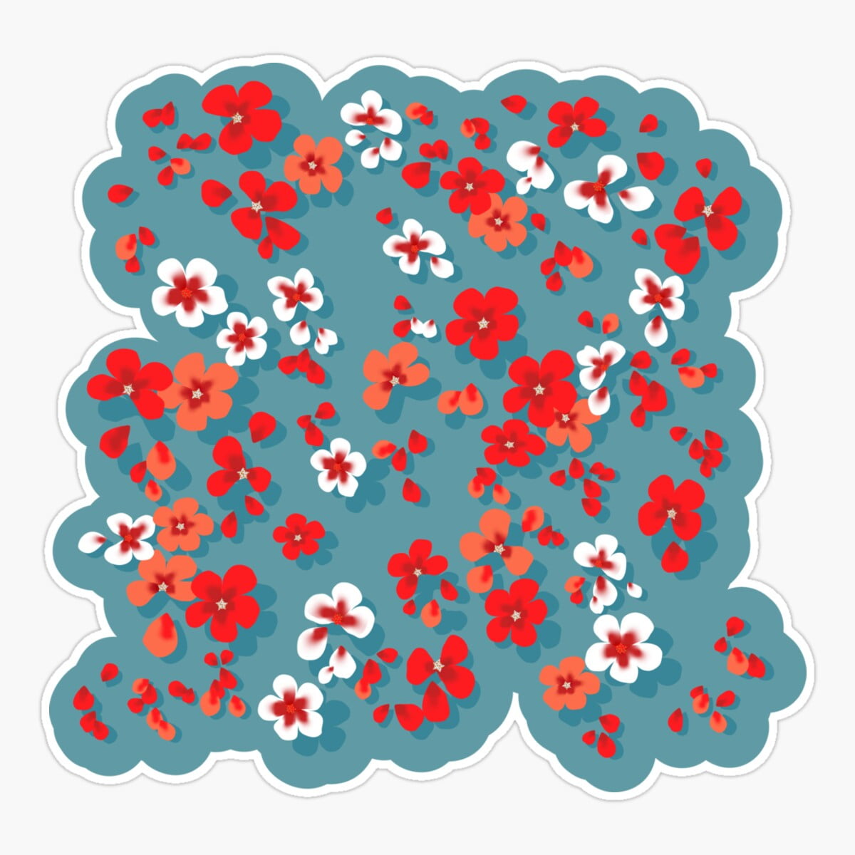 Onim Cherry Blossoms On A Pond Sticker, Phone Decal Water Bottle ...