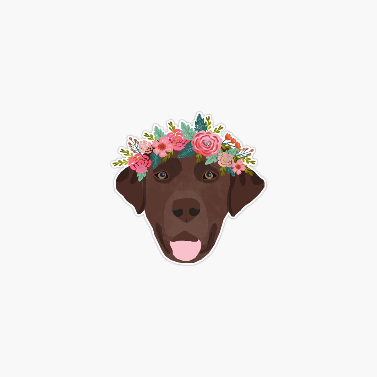 Onim Chocolate Lab Floral Crown Dog Breed Pet Art Labrador Retrievers ...