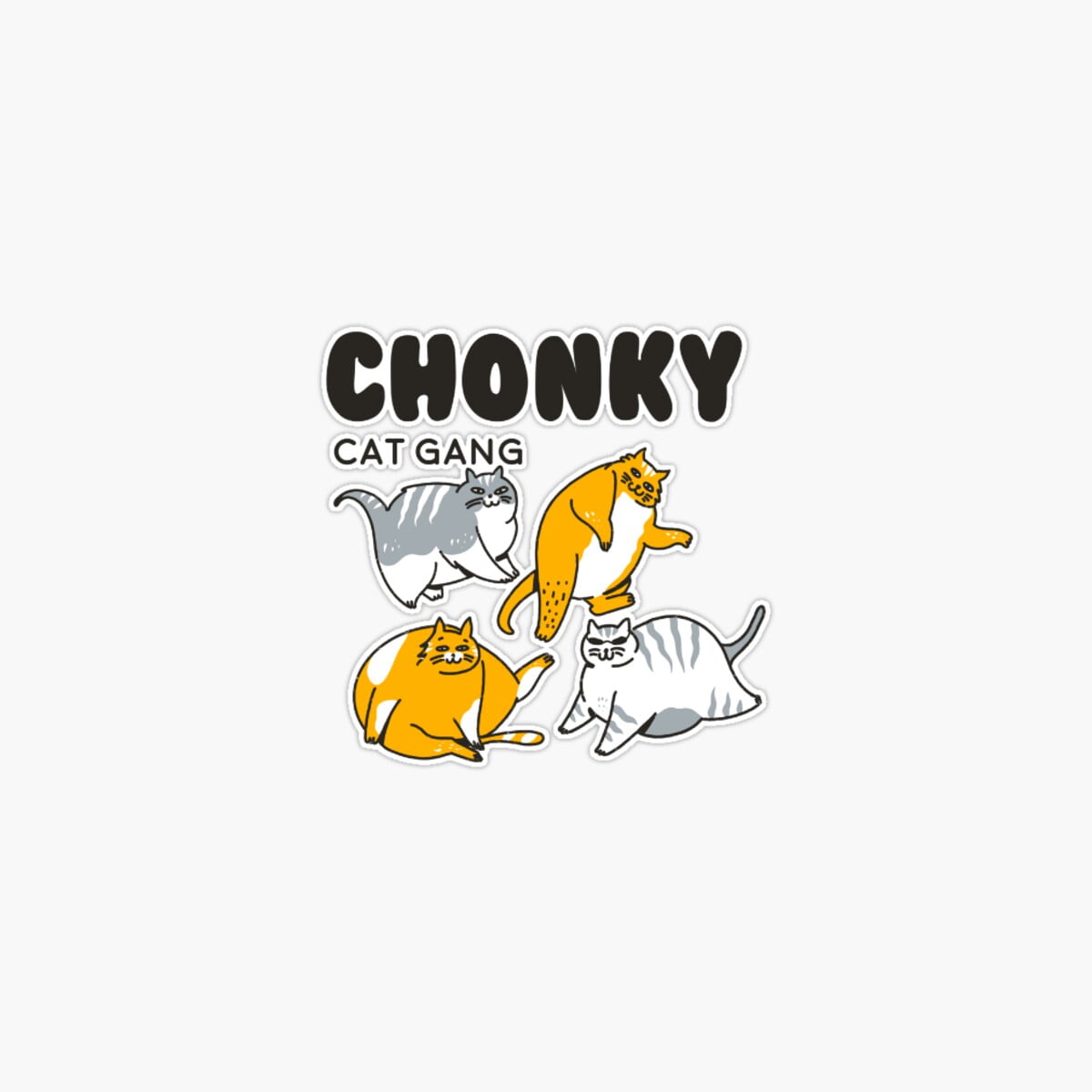 Onim Chonky Cat Gang Sticker, Phone Decal Water Bottle Stickers Car ...