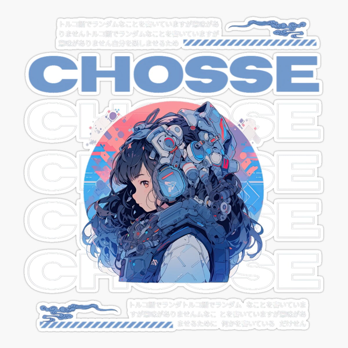 Onim Choose Cyberpunk Anime Girl Sticker, Phone Decal Water Bottle ...