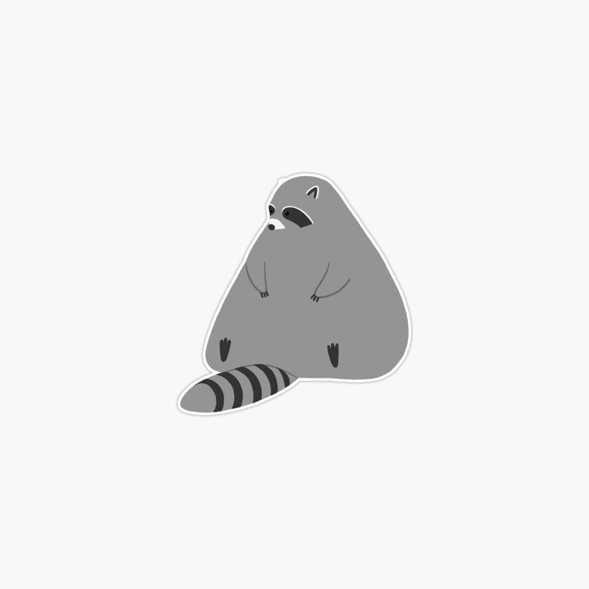 Onim Chubby Melting Raccoon Sitting Sticker, Phone Decal Water Bottle ...