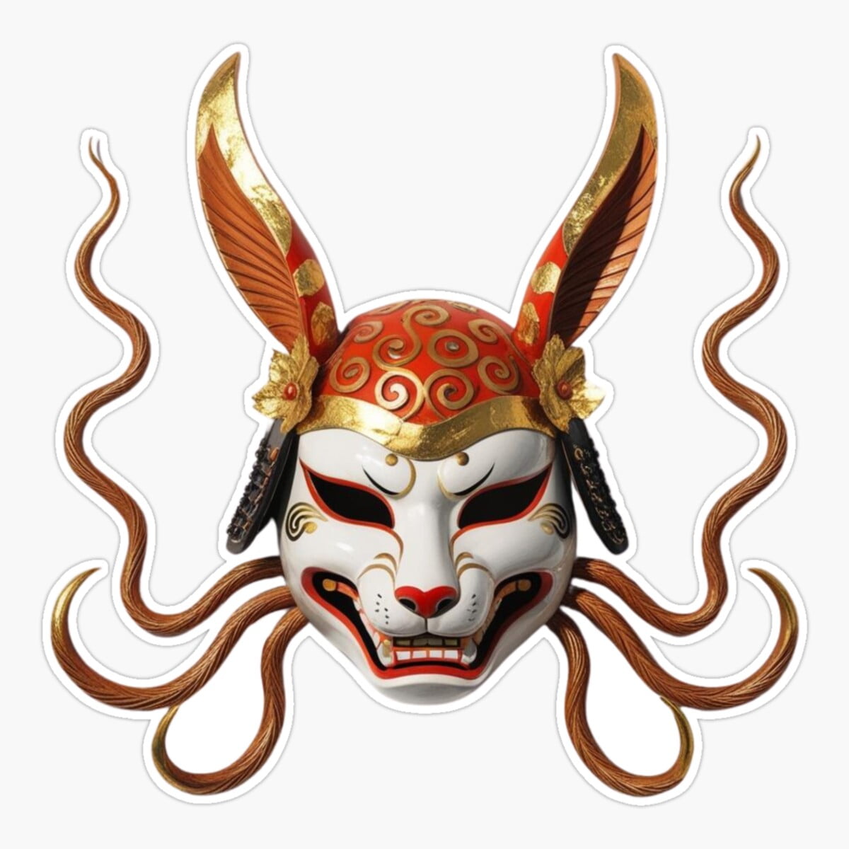 Onim Classic Japanese Samurai Mask T Shirt Design Sticker, Phone Decal Water Bottle Stickers Car ...