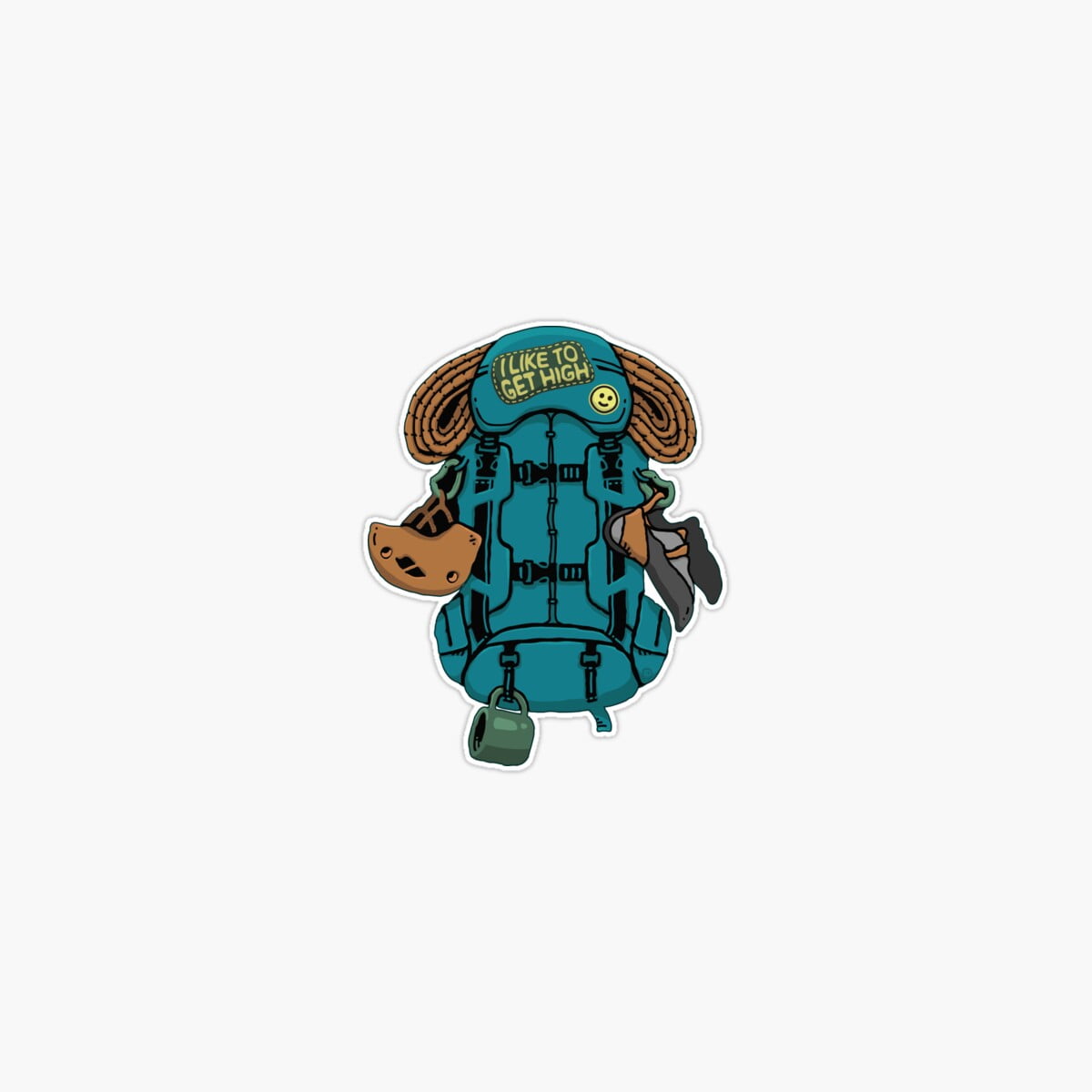 Onim Climbing Backpack And Gears | I Like To Get High Sticker, Phone ...