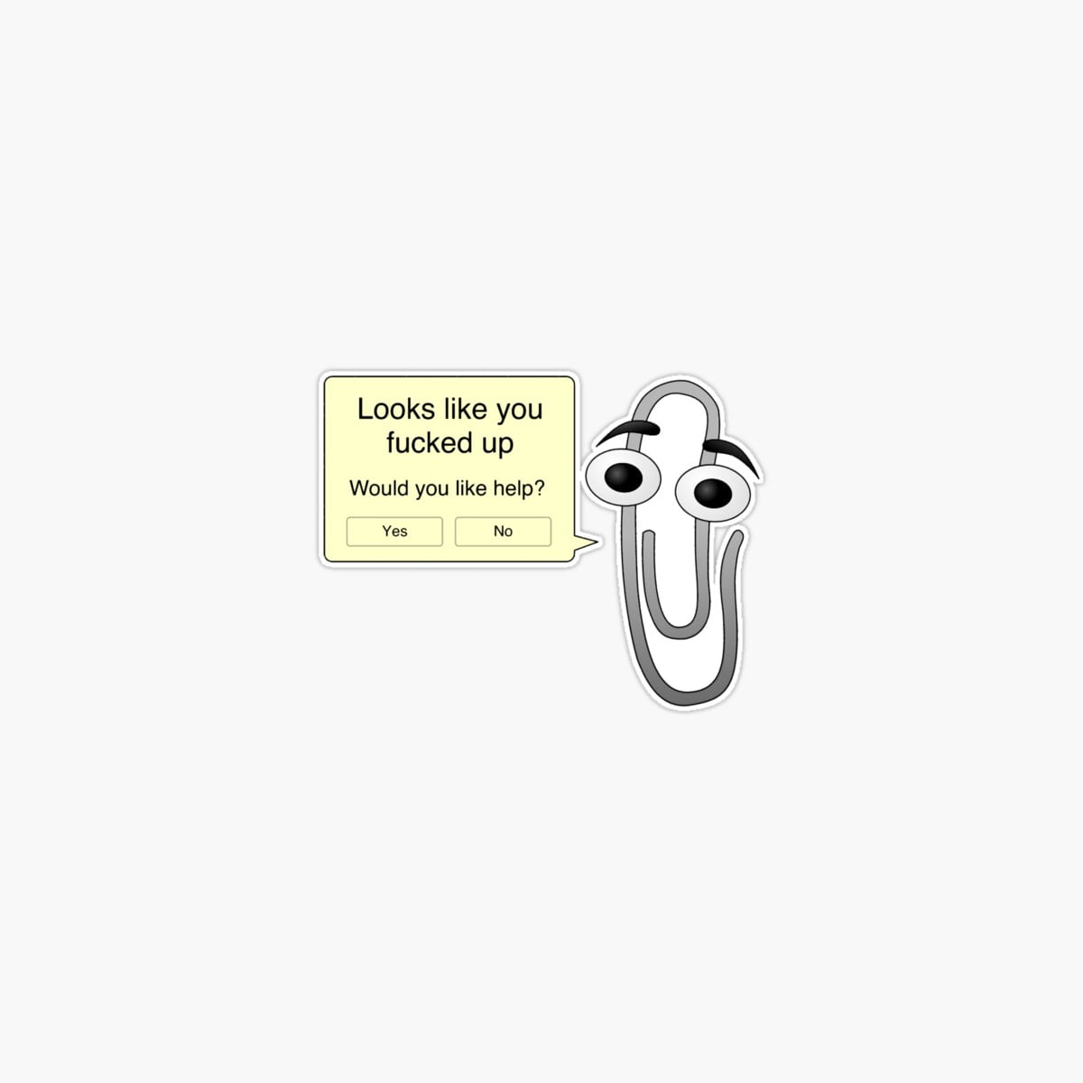 Onim Clippy Calling You Out Active Sticker, Phone Decal Water Bottle ...