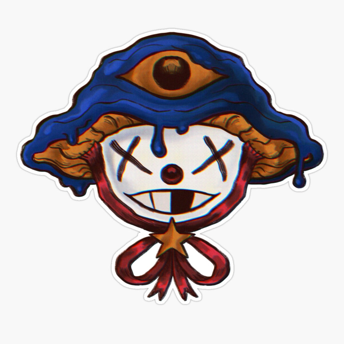 Onim Clown Mushroom Head Goopy Sticker, Phone Decal Water Bottle ...