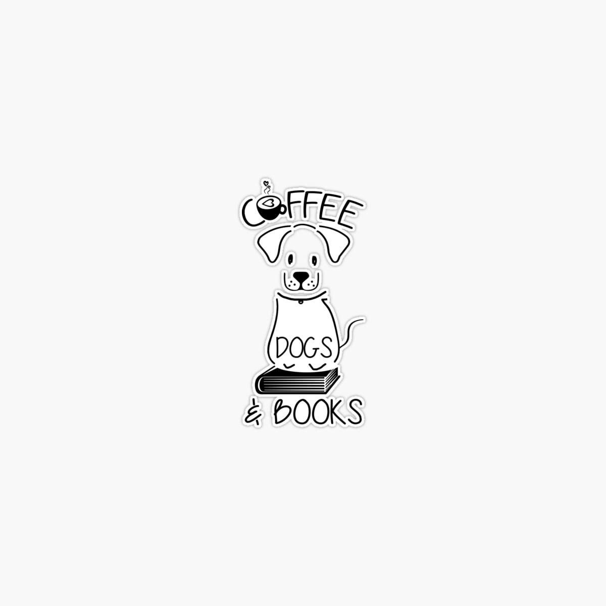 Onim Coffee Dogs & Books Sticker, Phone Decal Water Bottle Stickers Car ...