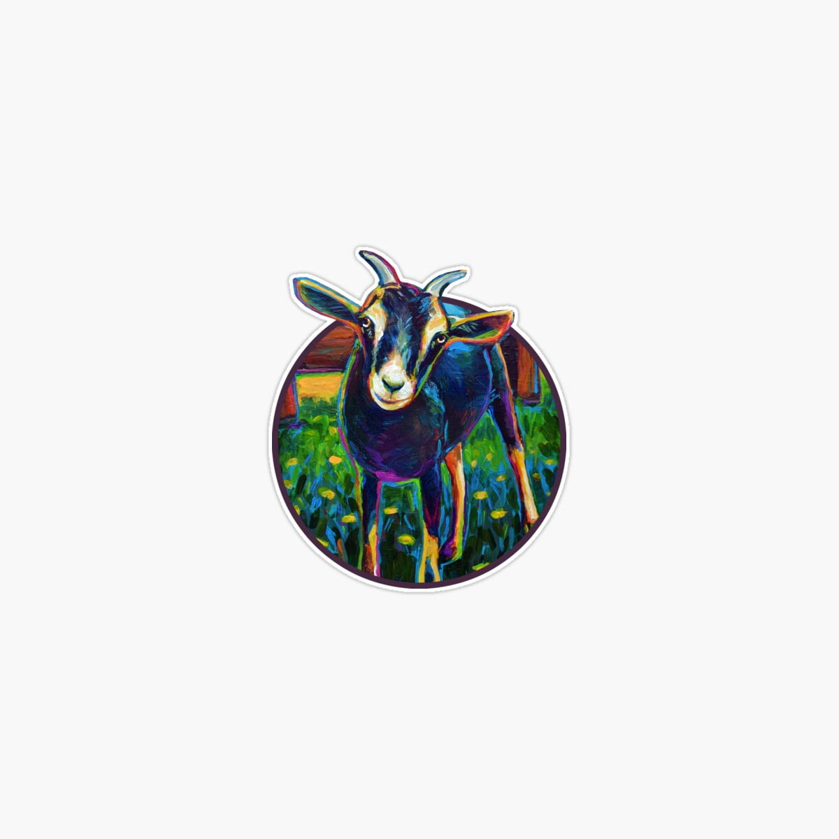 Onim Colorful Black Farm Goat Design Sticker, Phone Decal Water Bottle ...