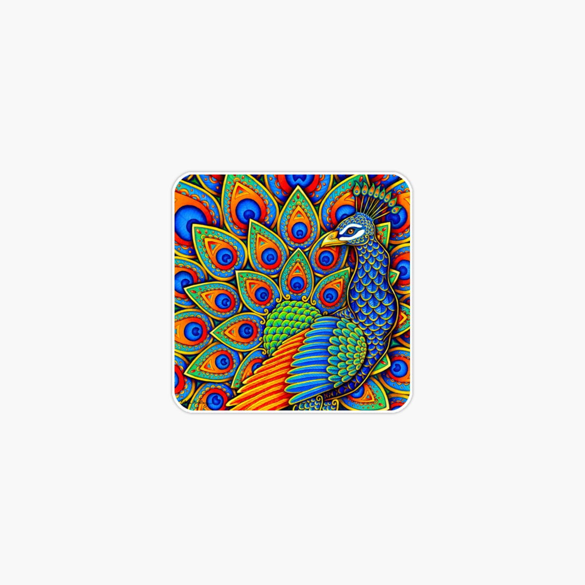 Onim Colorful Paisley Peacock Rainbow Bird Sticker, Phone Decal Water ...