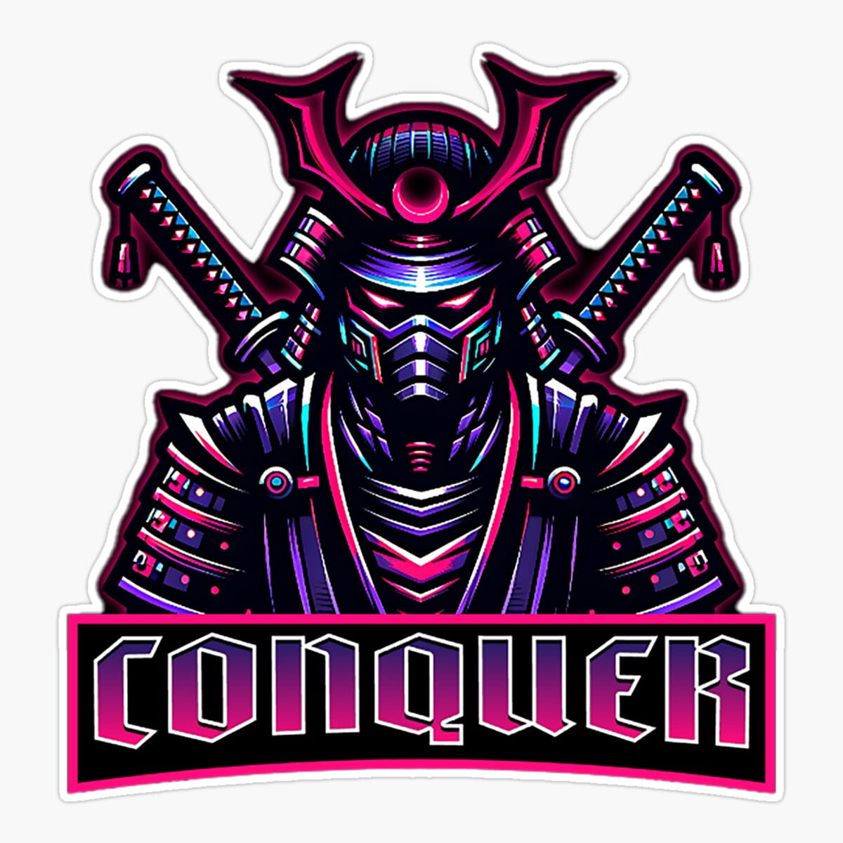 Onim Conquer: Bold Samurai Gamer T-Shirt Sticker, Phone Decal Water ...
