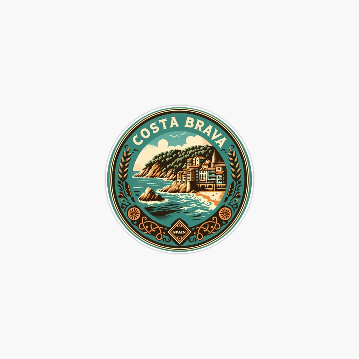 Onim Costa Brava Spain Travel Art Badge Sticker, Phone Decal Water ...