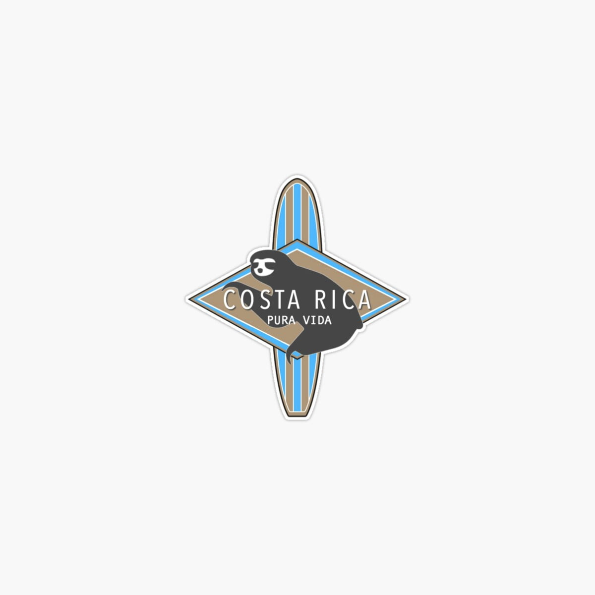 Onim Costa Rica Surfing Sloth Logo Sticker, Phone Decal Water Bottle ...
