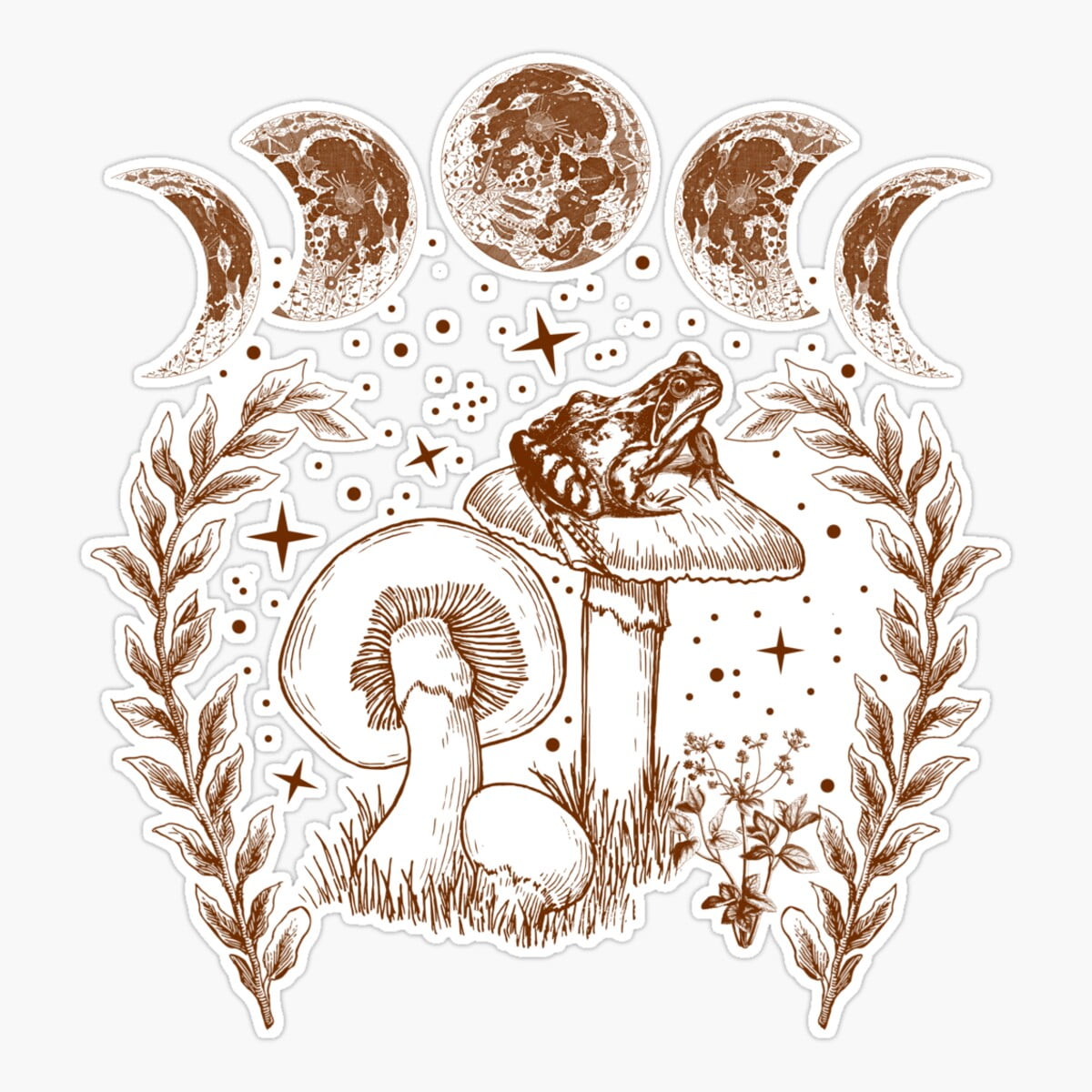 Onim Cottagecore Aesthetic Frog Mushroom Witchy Moon Starry Night ...