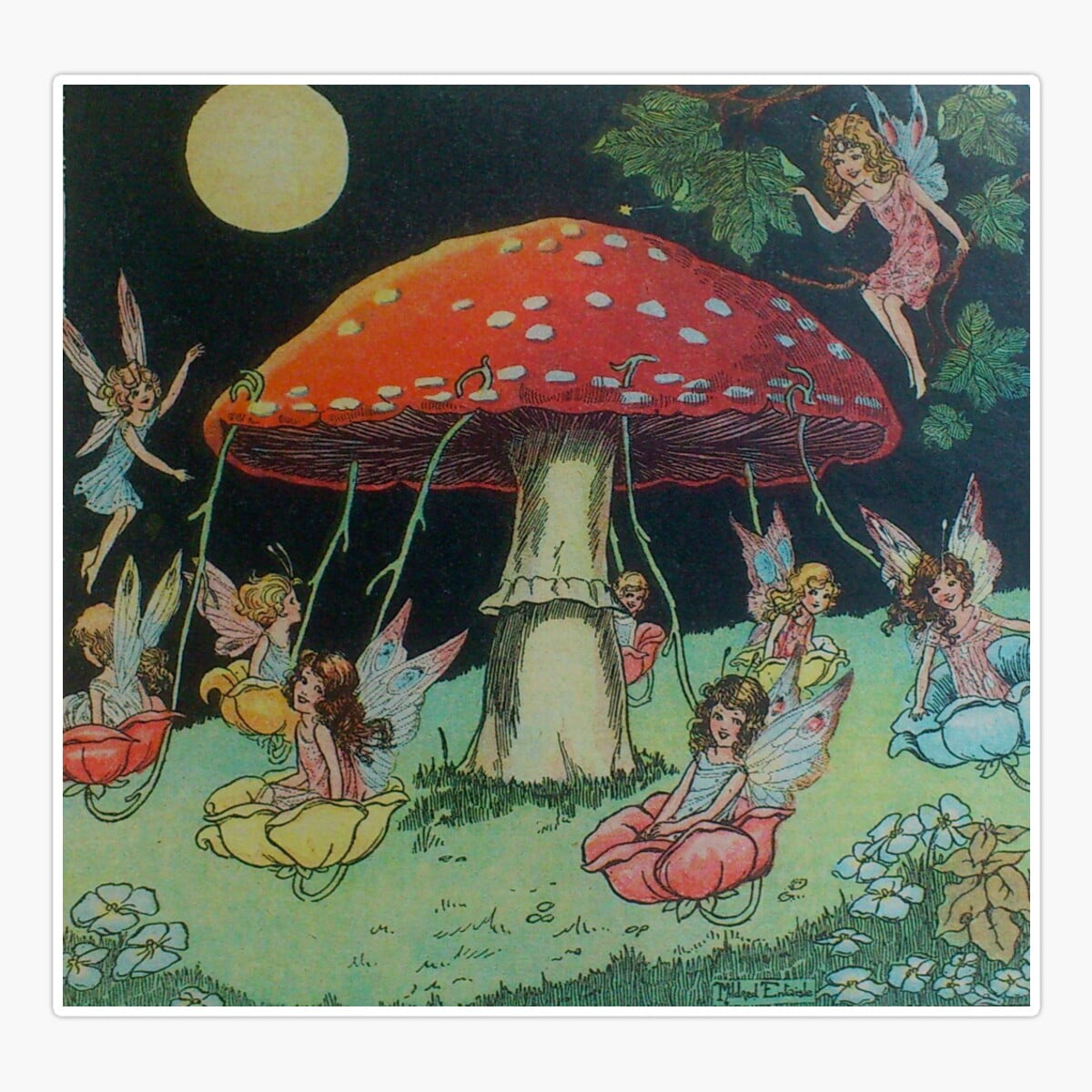 Onim Cottagecore Mushroom Fairy Sticker, Phone Decal Water Bottle ...