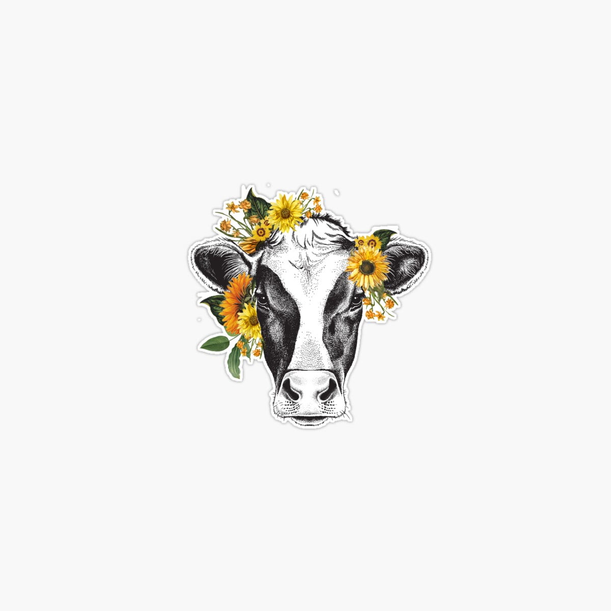 Onim Cow Sunflower Sticker, Phone Decal Water Bottle Stickers Car ...