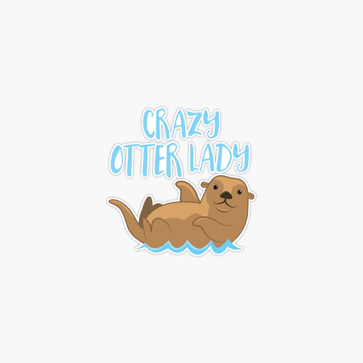 Onim Crazy Otter Lady (New Swimming) Sticker, Phone Decal Water Bottle ...