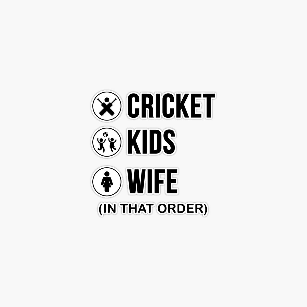 Onim Cricket Kids And Wife Funny Cricket Lover Gift Sticker, Phone ...