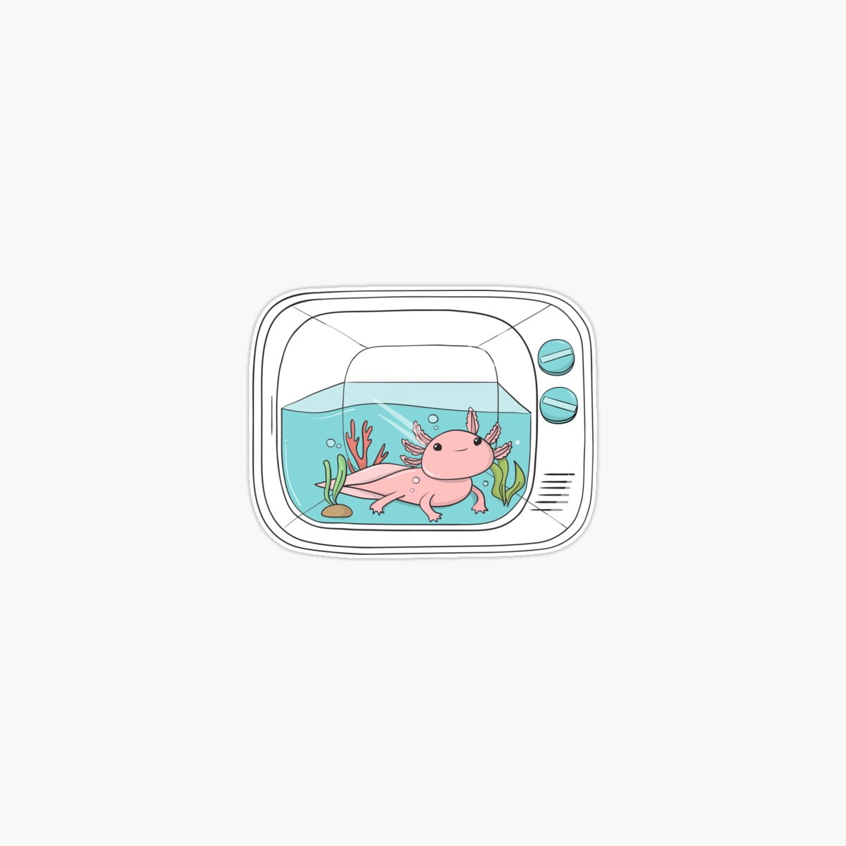 Onim Cute Axolotl In Tank Sticker, Phone Decal Water Bottle Stickers ...