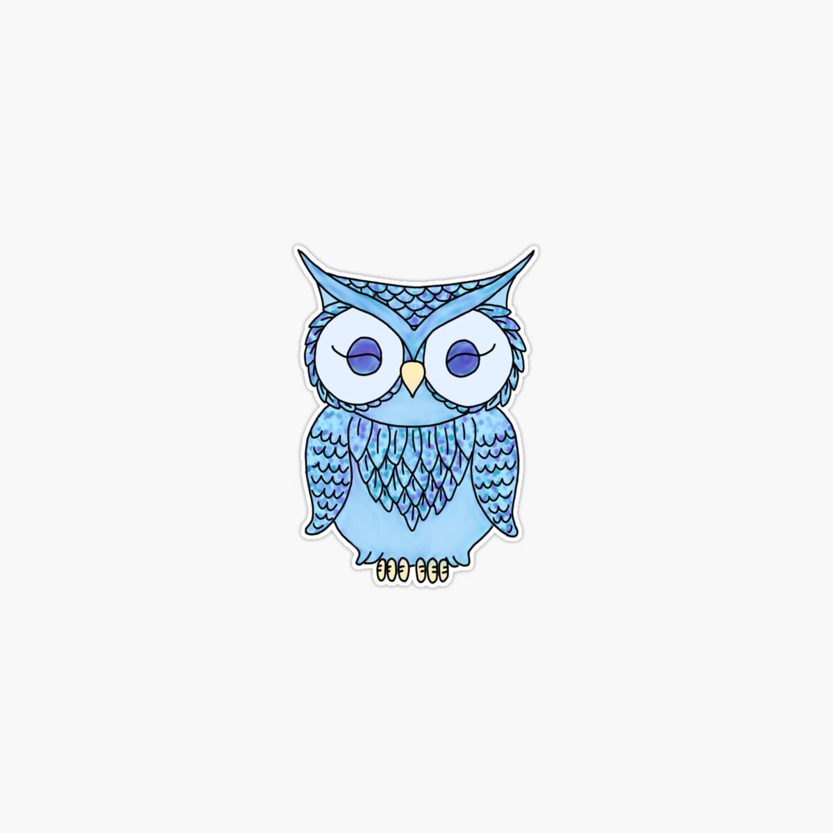 Onim Cute Blue Owl Sticker, Phone Decal Water Bottle Stickers Car ...