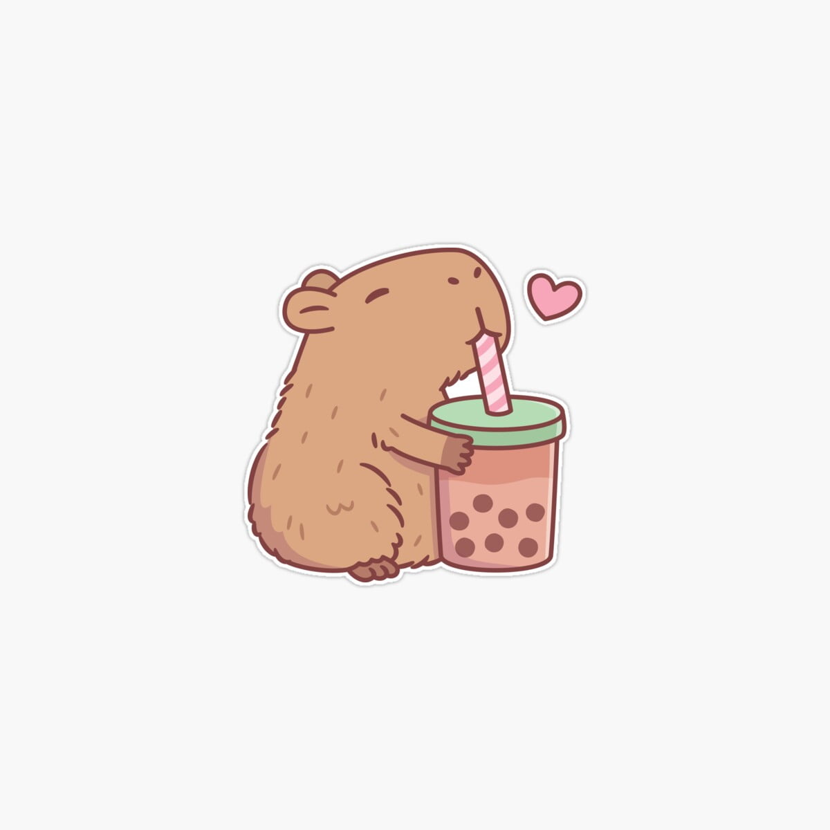 Onim Cute Capybara Loves Bubble Tea Sticker, Phone Decal Water Bottle ...