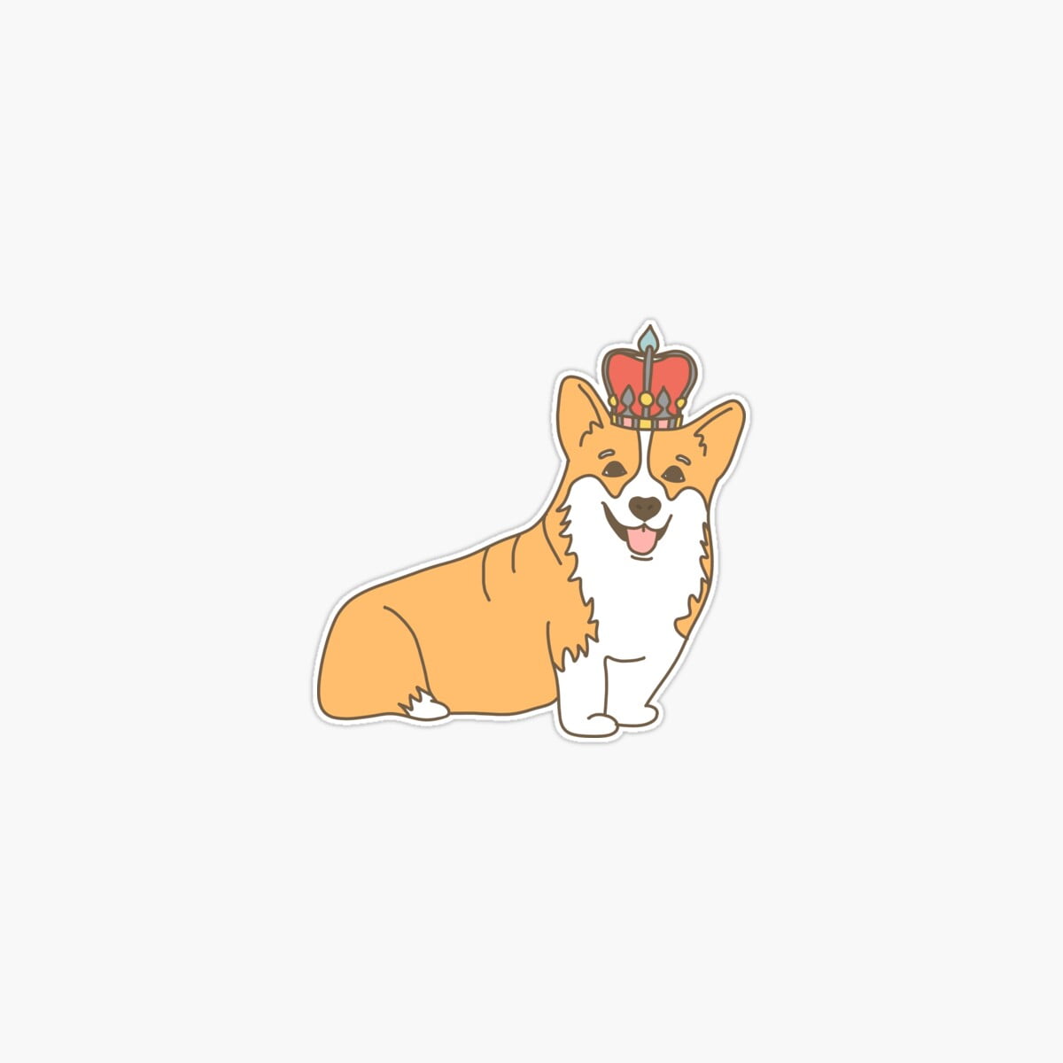 Onim Cute Cartoon Corgi Queen With Crown Sticker, Phone Decal Water ...
