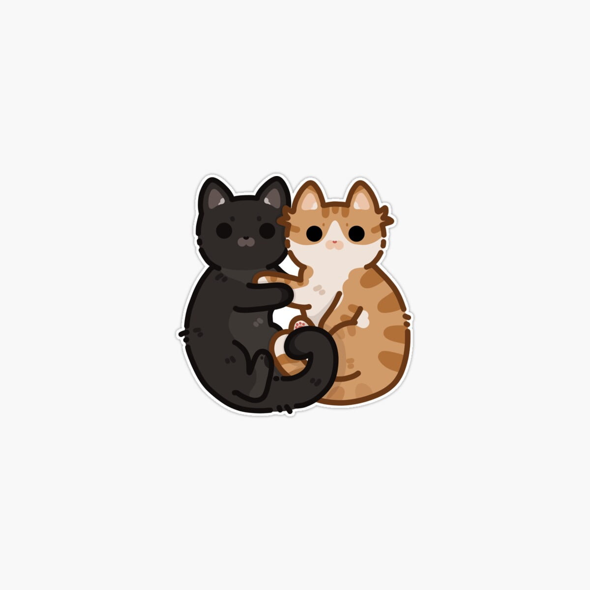 Onim Cute Cat Couple- Orange And Black, Hugging Cats Sticker, Phone ...