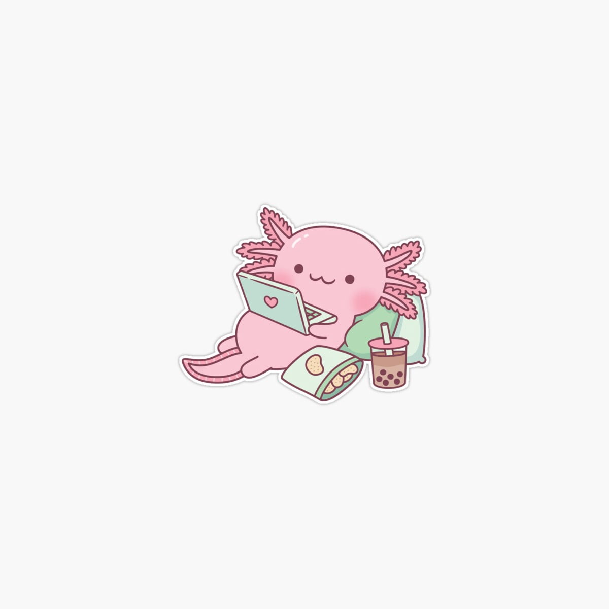 Onim Cute Chilling Axolotl Sticker, Phone Decal Water Bottle Stickers ...