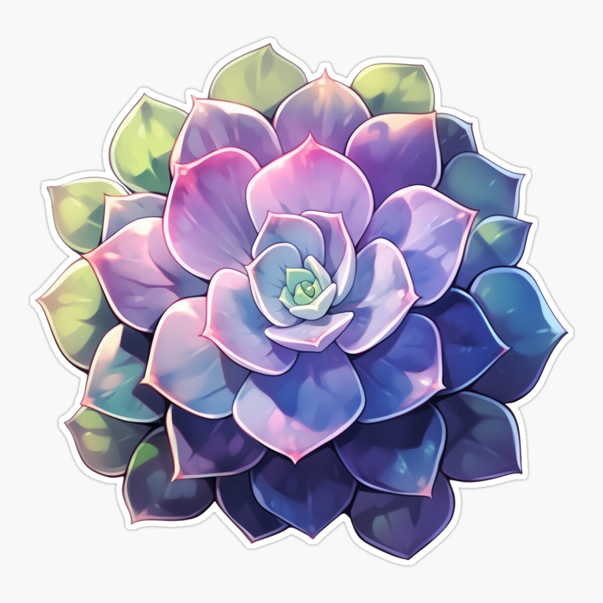 Onim Cute Kawaii Beautiful Succulent Flower In Green Purple And Blue ...