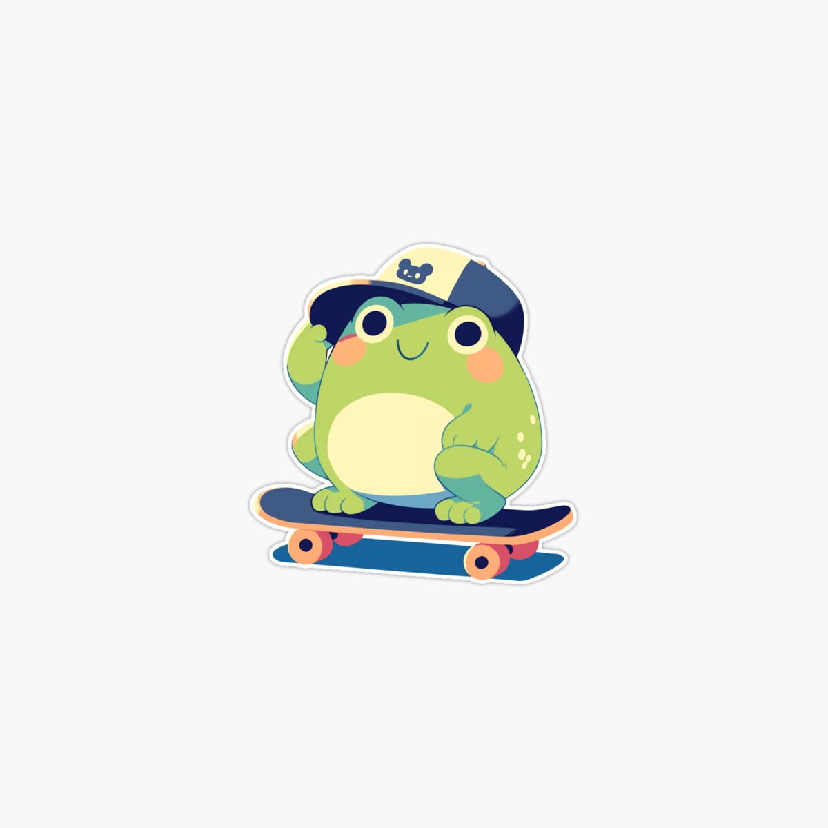 Onim Cute Kawaii Froggy On A Skateboard Skateboarding Frog Sticker ...