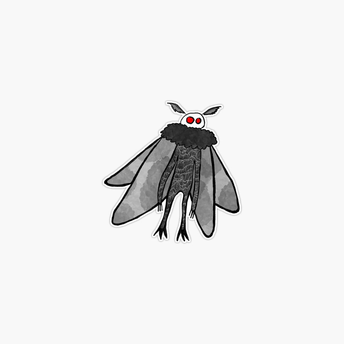 Onim Cute Mothman design - adorable cryptid art 1 Sticker - Walmart.com