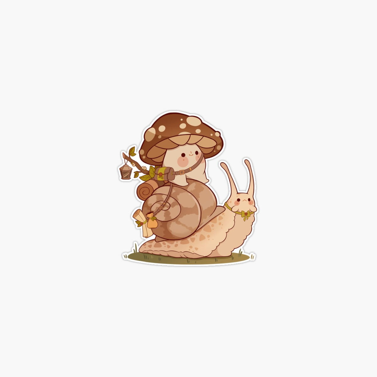 Onim Cute Mushroom And Snail Friend Sticker, Phone Decal Water Bottle ...