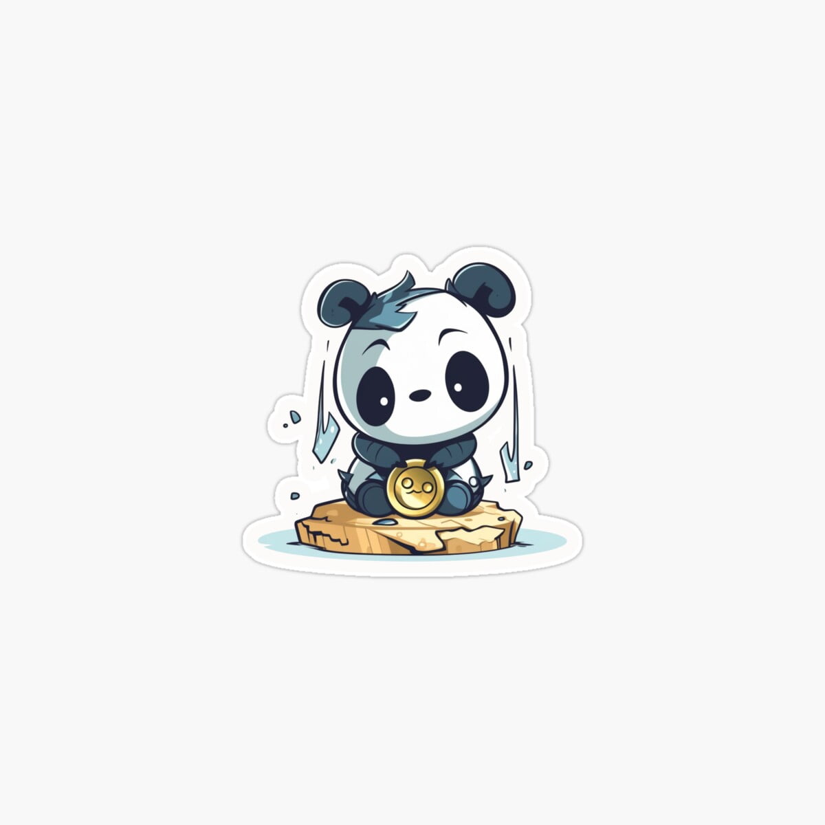 Onim Cute Panda Holding Gold Medal Sticker, Phone Decal Water Bottle ...
