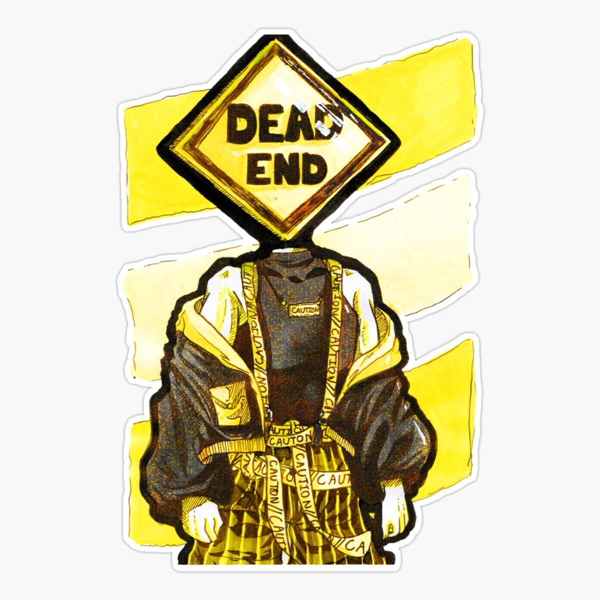 Onim Dead End Sign Head Gouache Painting Sticker, Phone Decal Water ...