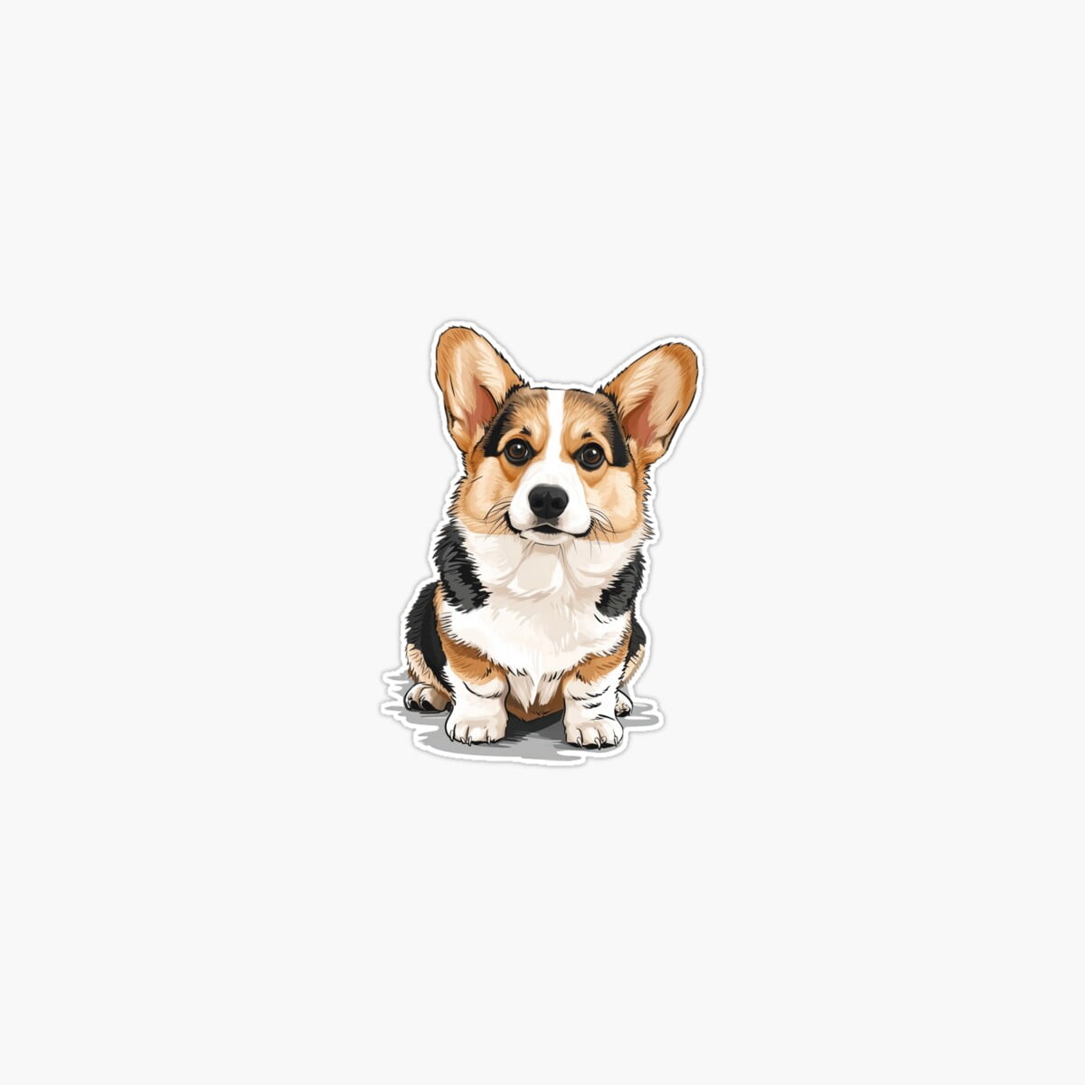 Onim Cute Welsh Corgi Dog Illustration Sticker, Phone Decal Water ...