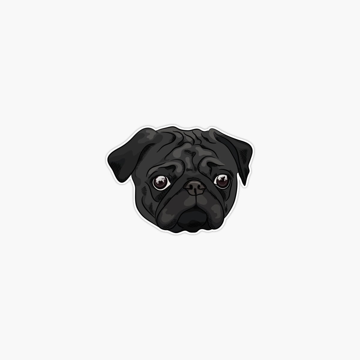 Onim Cute black pug portrait Sticker - Walmart.com