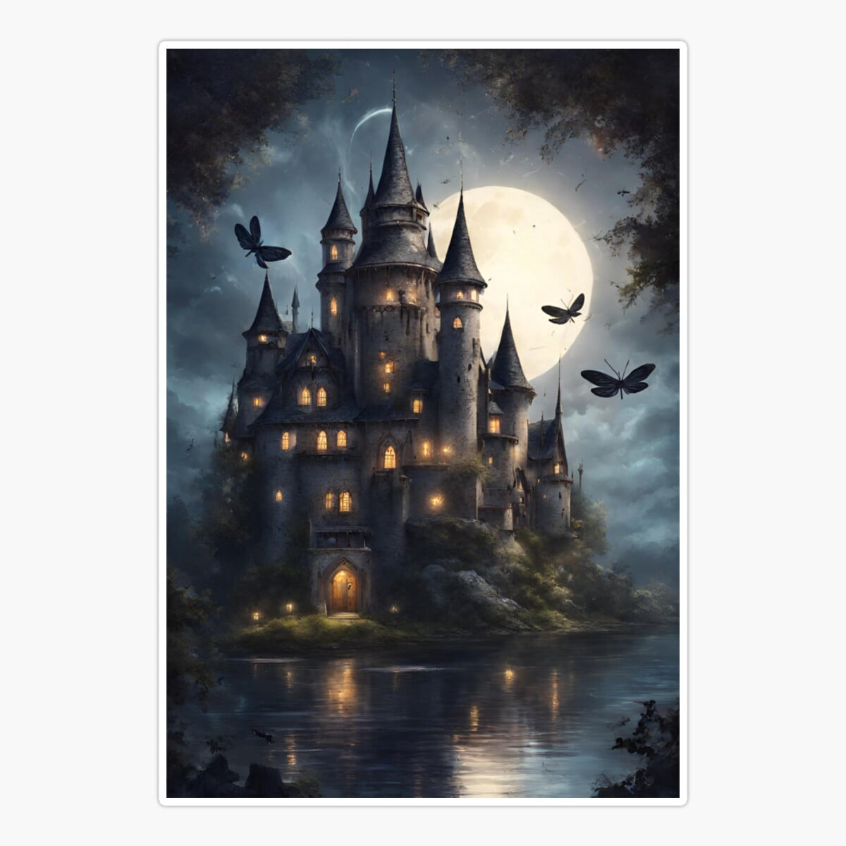 Onim Dark Academia Aesthetic - Gothic Castle Fairy Tale Sticker, Phone ...