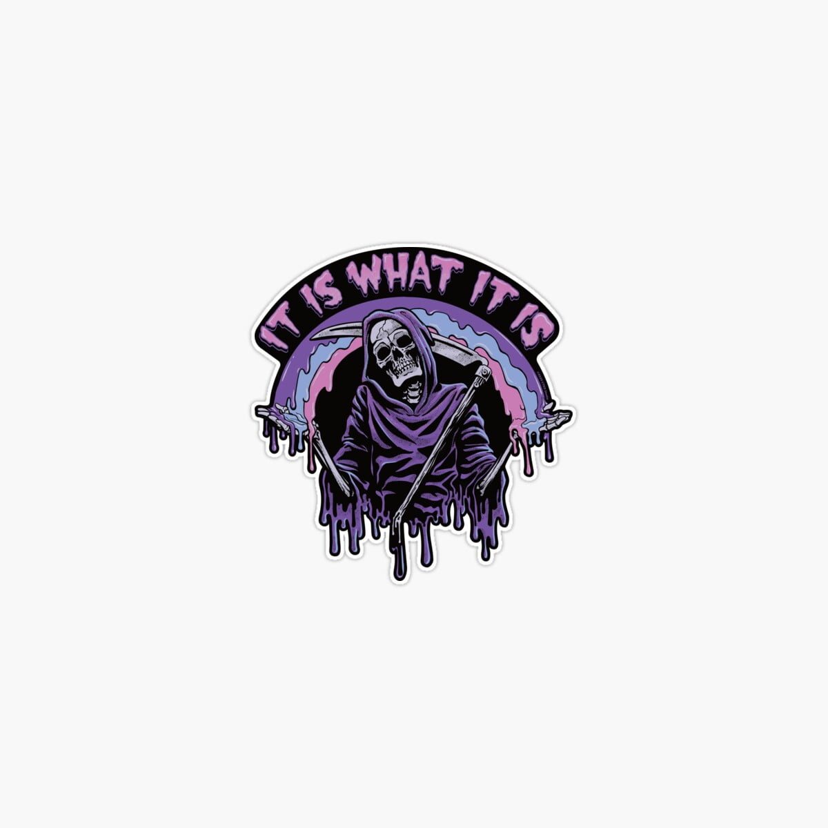 Onim Death ~ It Is What It Is ~ Pastel Goth Grim Reaper Drip Sticker ...